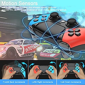 Wiv77 Wireless Controller Compatible with PS4 Controller,Ymir Works for Playstation 4 Controller Console, Scuf Controller with Bluetooth/Wireless Connection/Long Battery Life/Turbo/2 Paddles(Red Blue)