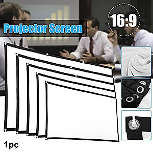 Projector Screen, White Projector Screen, 16:9 No Crease Home Theater Foldable Projection Screen 60"|72"|84"|100"|120"|150"
