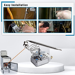 RX-2-24 Thermostat for Fryer 3/8" Mpt Stuff Box, 00-913153 Thermostat RX Series Millivolt Thermostat RX-10-24 compatible with ROBERTSHAW, compatible with Adcraft deep Fryer, 200-400F