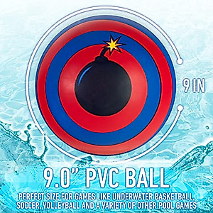 Franklin Sports Cannonball Water Ball - Underwater Pool Ball Toy - Dribble, Bounce and Pass Under Water - Fun Summer Pool Toy for Kids + Teens - 9" PVC Pool Ball for Underwater Pool Games