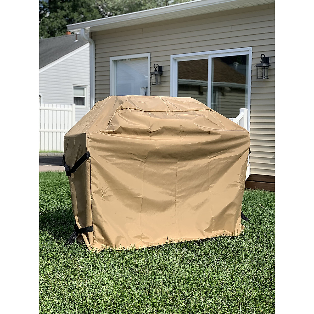 Comp Bind Technology Grill Cover, Compatible with Dyna-Glo 5 Burner Gas Grill Model DGH474CRP, Tan Padded Outdoor and Waterproof Cover Dimensions 55.2''W x 23.9''D x 47''H by Comp Bind