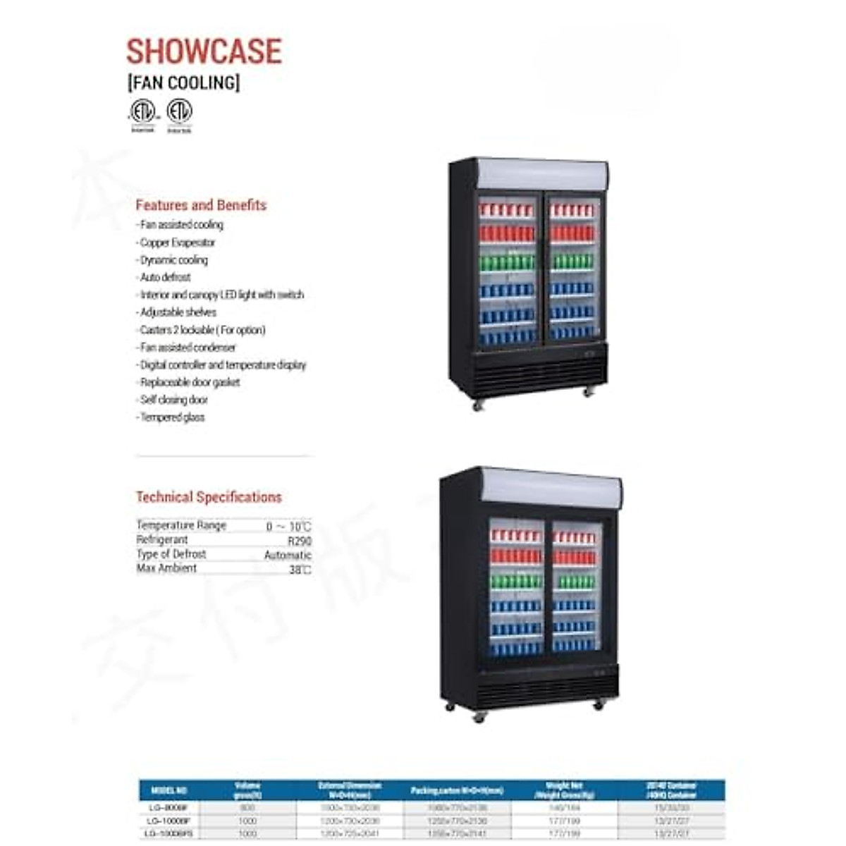 Elite Kitchen Supply Commercial 2 Sliding Glass Door Refrigerator Merchandiser, ETL NSF Upright Display Fridge Cooler Stainless Steel 2 Section 47" W 33.3 cu. ft. Fan Cooling, Restaurant