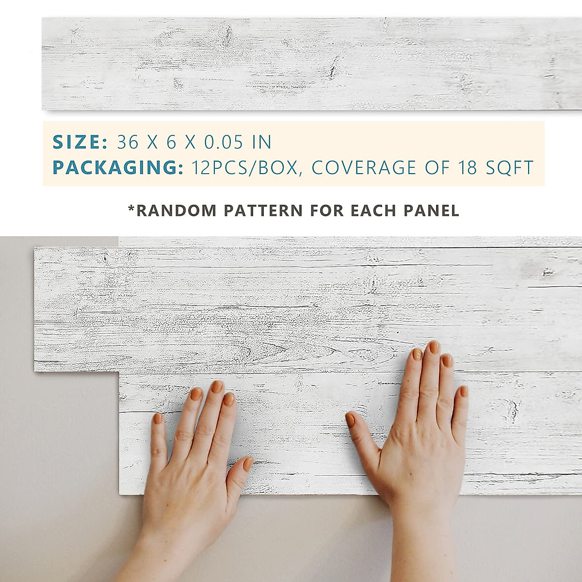 Urban Decor Wall Panels, Easy Peel and Stick self Adhesive Vinyl Tiles for Kitchen Bedroom Doorways Backsplash Planks with Vintage Farmhouse Wood Pattern (Vintage White w/hint of Grey)