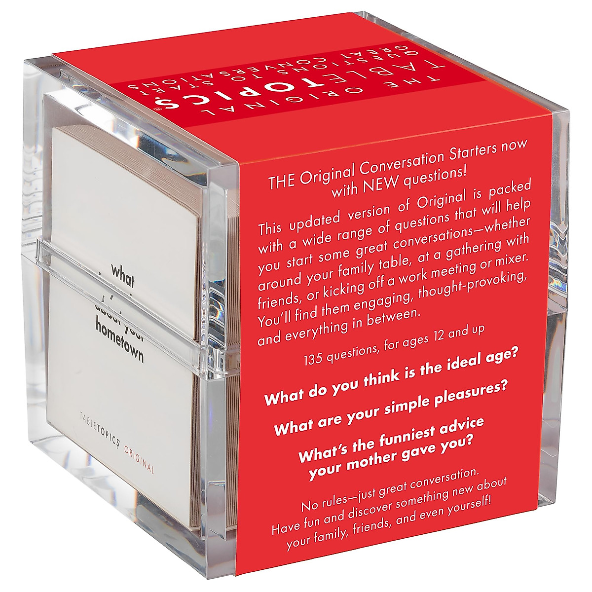 TableTopics - The Original - Conversation Starter Cards - 135 Questions to Break the Ice & Build Connection with Friends, Family, Workmates at Home, Parties, & Meetings