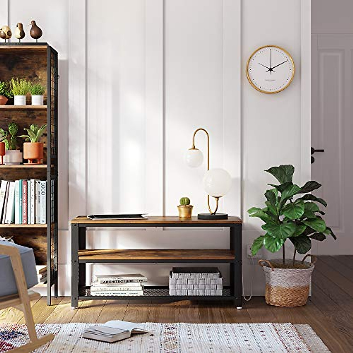 VASAGLE BRYCE TV Stand for TVs up to 43 Inches, Storage Console with Metal Shelf, Easy Assembly and Sturdy Design, Adjustable Feet, 39.4 x 15.7 x 20.3 Inches, Industrial, Rustic Brown ULTV40BX