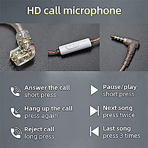 FAAEAL KZ ZSN PRO Earphone Upgraded Cable 2 Pin 0.75mm OFC Replacement Detachable Cable 3.5mm Gold-Plated Replacement Headsets Wire for KZ EDX ZEX ZS10 PRO ZAS Zax DQ6 Headphones(with Mic, C Pin)