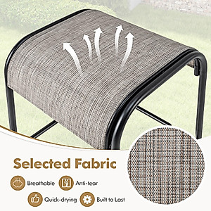 Tangkula Outdoor Bar Stools Set of 4, 30" Bar Height Bistro Stools with Breathable Fabric Seat & Heavy-Duty Metal Frame, Backless Bar Chairs with Curved Seats for Patio, Poolside, Backyard (4, Coffee)