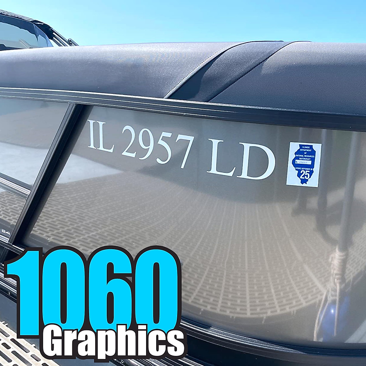 1060 Graphics 3" x 24" Custom Registration Numbers OR Boat Names (Two Sets) Marine Vinyl Sticker Decals