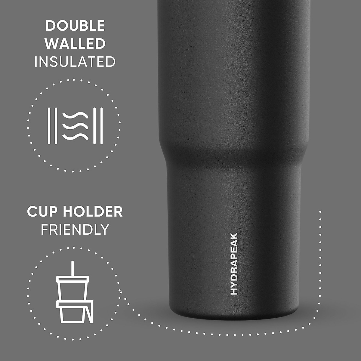 Hydrapeak Nomad 32 oz Tumbler with Handle and Straw Lid, Leakproof Tumbler, Tumbler Lid Straw, Double Insulated Tumblers, 32oz Double Insulated Cup Straw, Stainless Steel (Black)