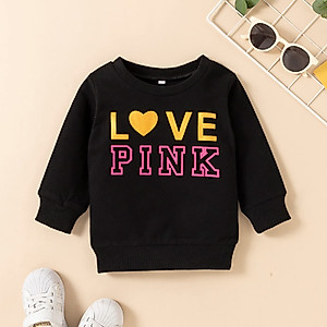 U·nikaka Toddler Girl Clothes Sweatshirt Outfits Sweatsuit Winter Fall Sweatpants Pant Clothing Set Black 18-24 Months