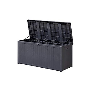 Wonlink Plastic Deck Box - Waterproof 120 Gallon Outdoor Patio Garden Furniture (Grey)
