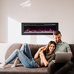 PAOLFOX Electric Fireplace Inserts,50 inch Electric Fireplace,Electric Fireplace Wall Mounted,Electric Fireplace,Wall Fireplace Electric with Remote Control,Electric Fireplace Recessed