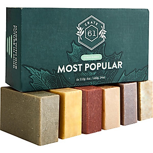 Crate 61 Organics, Handmade in Canada, Plant Based Cold Process Natural Bar Soap, With Premium Essential Oils, Dry Skin, Pack of 6 (Most Popular)