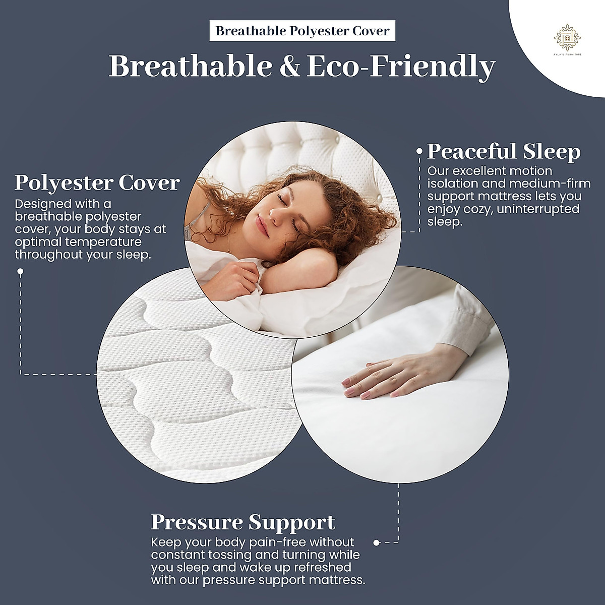 Aylas Furniture Twin Bed Mattress - 10 Inch Hybrid Twin Mattress with High Density & Comfort Cold Foam with Continuous Coil Bonnell Springs - Eco-Friendly, Breathable Twin Size Mattress Medium Firm