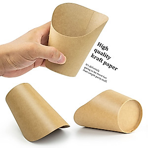 50Pcs French Fries Box, 14oz Disposable Take-out Party Baking Supplies Waffle Paper Popcorn Boxes, Sandwich Kraft Paper Cups Holder French Fry Paper Holder Wedding Food Trays Paper Cones
