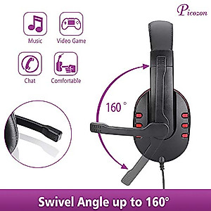 Picozon Gaming Headset Headphone with Microphone for PS5, PS4, Nintendo Switch, Playstation 4, Playstation 5, Playstation Vita, Mac, Laptop, Tablet, Computer, Mobile Phones (3.5mm Plug)
