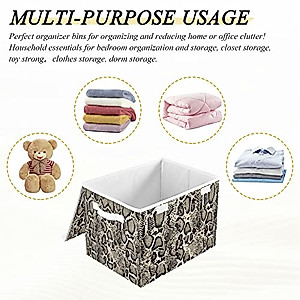 senya Large Storage Bins with Lids Large Closet Storage Bins Snake Skin Print, Foldable Fabric Storage Boxes with Handle for Home Bedroom Office(228vb9c1)