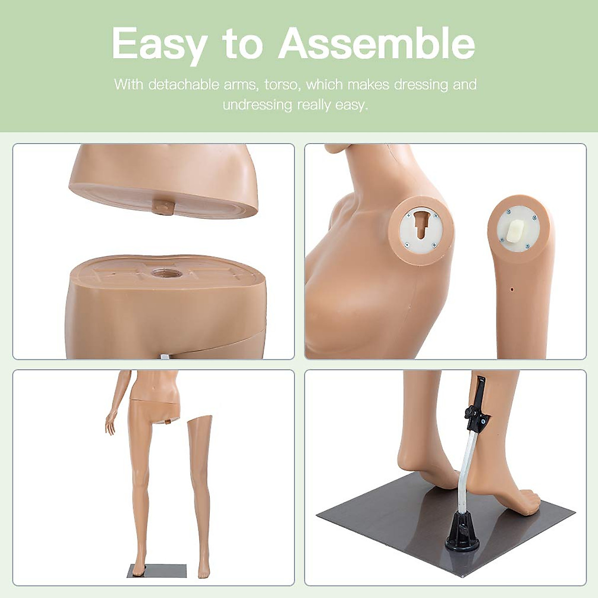 Mannequin Full Body Dress Form Sewing Dress Model Mannequin Stand Adjustable Dress Mannequin Clothing Form 69 inch 73 inch Mannequin Realistic Mannequin Display Head Arm Rotation Metal Base (69 Inch)