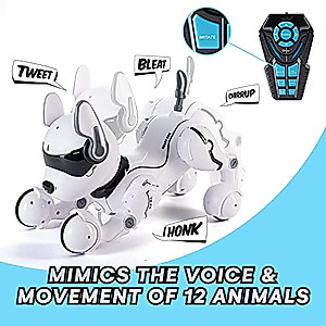 Remote Control Robot Dog Toy with Voice Control, Rc Dog Robots Toys for Kids 3,4,5,6,7,8,9,10 Year Old and up, Smart & Dancing Robot Toy, Imitates Animals Mini Pet Dog Robot - White
