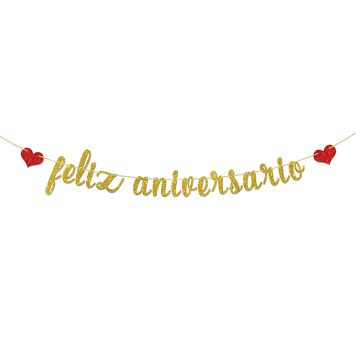 T-minimalist Feliz Aniversario Banner, Spanish Happy Anniversary Theme Party Decorations, Fiesta Mexican Theme Sign Gold 9.5 Feet