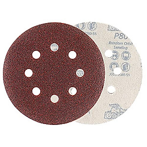 Gator 5" Random Orbit Hook & Loop Red Resin Aluminum Oxide Sanding Discs, 8-Hole, 80 Grit, 50 Pack
