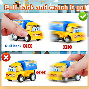 Easter Basket Stuffers for Toddler Easter Gifts for Boys Easter Egg Stuffers Easter Baskets for Kids 12 filled Easter Eggs with Toys inside Pull Back Construction Vehicles Fillers Classroom Favors