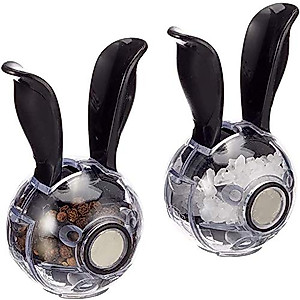 Salt and Pepper Grinder Manual Spice Grinder Multifunctional Kitchen Tools Black Rabbit Ears Design Abrader,Not Mini