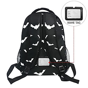 Krafig Halloween Abstract Bats Boys Girls Kids School Backpacks Bookbag, Elementary School Bag Travel Backpack Daypack