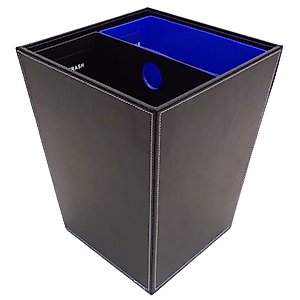 Hospitality Source Black Leatherette Recycle Waste Bin with Dual Liners for Home or Office. 14.5 Quart Capacity.