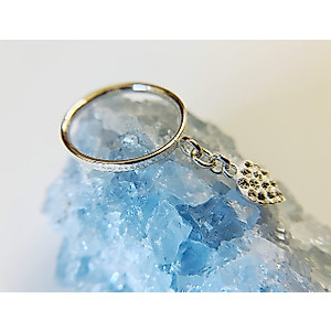 Heart Charm Ring, Dainty Clear Crystal Pave Charm Ring, Textured Band, Smooth Band, Sterling Silver Ring, Stackable Ring, Custom Size 5 6 7 8. Jewelry Inspirations