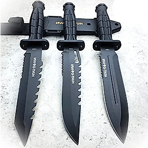 New 3 PC 12" TACTICAL BOWIE SURVIVAL HUNTING KNIFE MILITARY DAGGER Fixed Blade SET Camping Outdoor Pro Tactical Elite Knife BLDA-1080