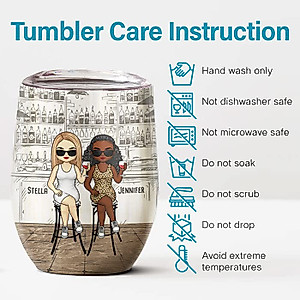 Pawfect House Here's To Another Year Of Bonding - Bestie Personalized Custom Wine Tumbler - Gift For Best Friends BFF Sisters Gift Idea For Best Friend Friendship Gifts For Women (2 Women)