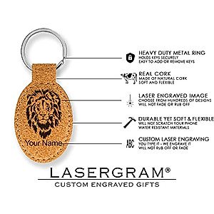 LaserGram Oval Keychain, Killer Whale, Personalized Engraving Included (Cork)