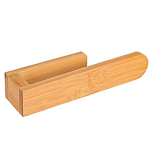 Maveite Bamboo Wall Towel Holder - Self Adhesive Bamboo Guest Towel Rack Shelf, Decorative Natural Wooden Bath Towel Rail for Bathroom, 8 Inch Wall Mounted Towel Bar for Kitchen