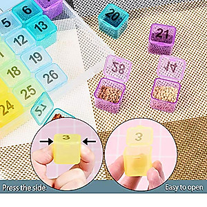 benote Diamond Art Painting Storage Containers, 28 Grids, Bead Storage Containers with Project Card/Label Stickers, Funnel Spoon Diamond Art Separate Containers, Bead Box