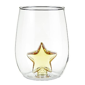 Slant Collections 3D Wine Glass Stemless Wine Glass With Figurine, 16-Ounce, Star