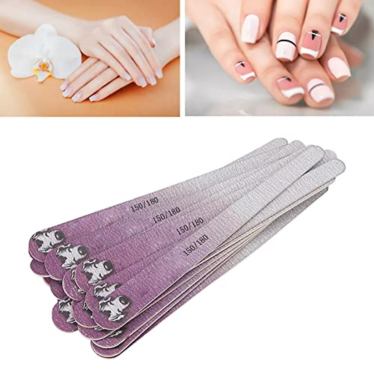 20pcs 150/180 Grit Nail Files, Professional Double Sided Emery Boards Nail Buffering File Manicure Tool for Home Salon (Purple)