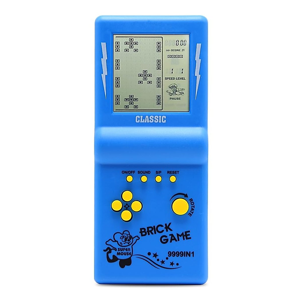 HLF 3.5-inch Large Screen Retro Brick Game Console for The 80s/90s Building Block Game Racing/Tank Game Built-in 23 Classic Games Nostalgic Puzzle Children's Game Console (Blue)