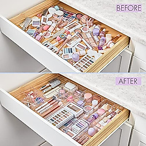 STORi SimpleSort 18-Piece Stackable Clear Drawer Organizer Set | Multi-size Trays | Makeup Vanity Storage Bins and Office Desk Drawer Dividers | Made in USA
