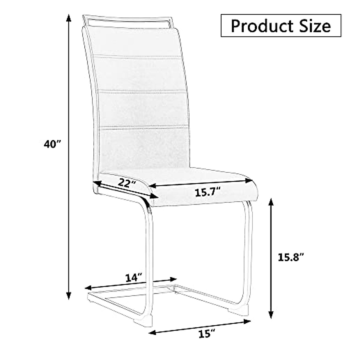 Baysitone Modern Dining Chairs Set of 4, PU Faux Leather High Back Upholstered Dining Room Side Chair with Horizontal Stripe Backrest Design for Kitchen Living Room Vanity Patio Dinner Chairs, Grey