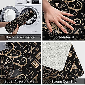 PBTMCD Vikings 3D Print Pattern Area Rug Round Floor Protection Mat, Living Room Carpet Floor Mats Anti-Skid Backing Home Decorate Carpet Doormat Chair Cushion,Viking Compass,160x160cm