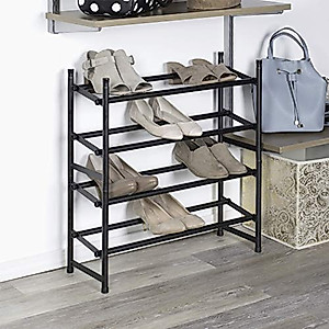 Richards Telescoping Stackable/Expandable Free Standing Shoe Rack, 2-Tier Holds Up To 10-Pair, Matte Black