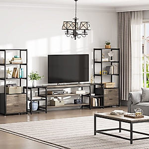 Tribesigns 78 Inch TV Stand for TVs up to 85 Inch, Media Entertainment Center Console Table, Industrial 3-Tier TV Console Table with Storage Shelves for Living Room, Entertainment Room