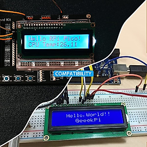 GeeekPi 2-Pack I2C 1602 LCD Display Module 16X2 Character Serial Blue Backlight LCD Module for Raspberry Pi Arduino STM32 DIY Maker Project Nanopi BPI Tinker board Electrical IoT Internet of Things