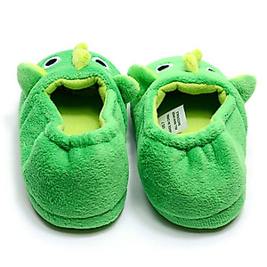Toddler Baby Boys House Slipper Cute Dinosaur Cartoon Soft Anti-Slip Winter Shoes (Toddler/Little Kid) Green