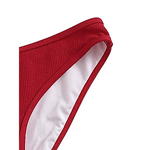 SweatyRocks Women's Bathing Suits Spaghetti Strap Criss Cross Back Bikini Ribbed Swimsuit Red Small