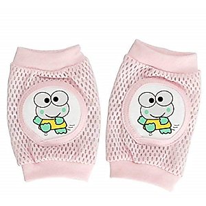 Hillento 4 Pairs Baby Crawling Knee Pads Super Breathable Adjustable Cartoon Kneepads Knee Elbow Pads Arm Pads Safety Protector Toddler Girls and Boys
