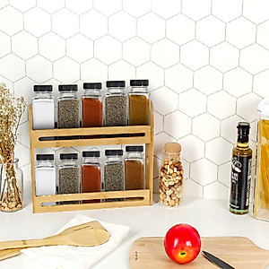 Yarlung 12 Pack 17Oz French Glass Spices Jars with Plastic Lids, Clear Square Water Juice Bottles for Storing Herbs, Condiments, Cereals, Milk, Beverages, Kitchen, Pantry, Office