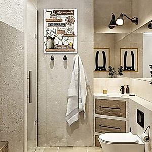 Fuzawet Farmhouse Bathroom Decor Wall Art Rustic Bathroom Pictures Canvas Print Country Bathroom Signs Painting Artwork Modern Home Decorations for Bathroom Framed Ready to Hang 12x16in