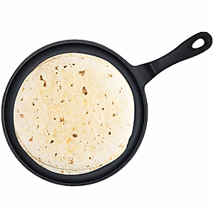 LavoHome Cast Iron Comal Fajitas Pan Pre-Seasoned Stovetop Oven & Grill Safe Flat Griddle - 10 Inches